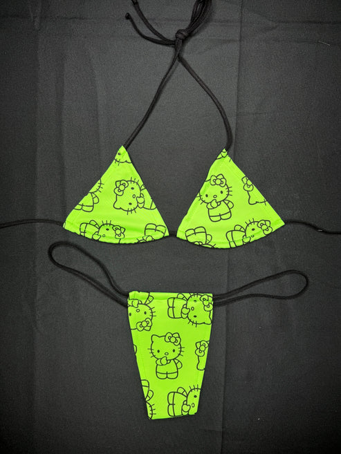 Neon Green Kitty Micro Bikini Lingerie Outfit – Lingeriebydylan