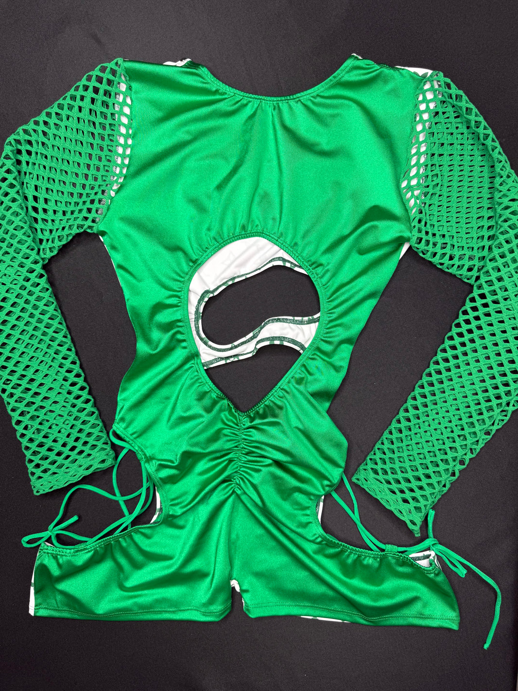 White Designer/Green Designer Spandex One-Piece Romper Lingerie Outfit