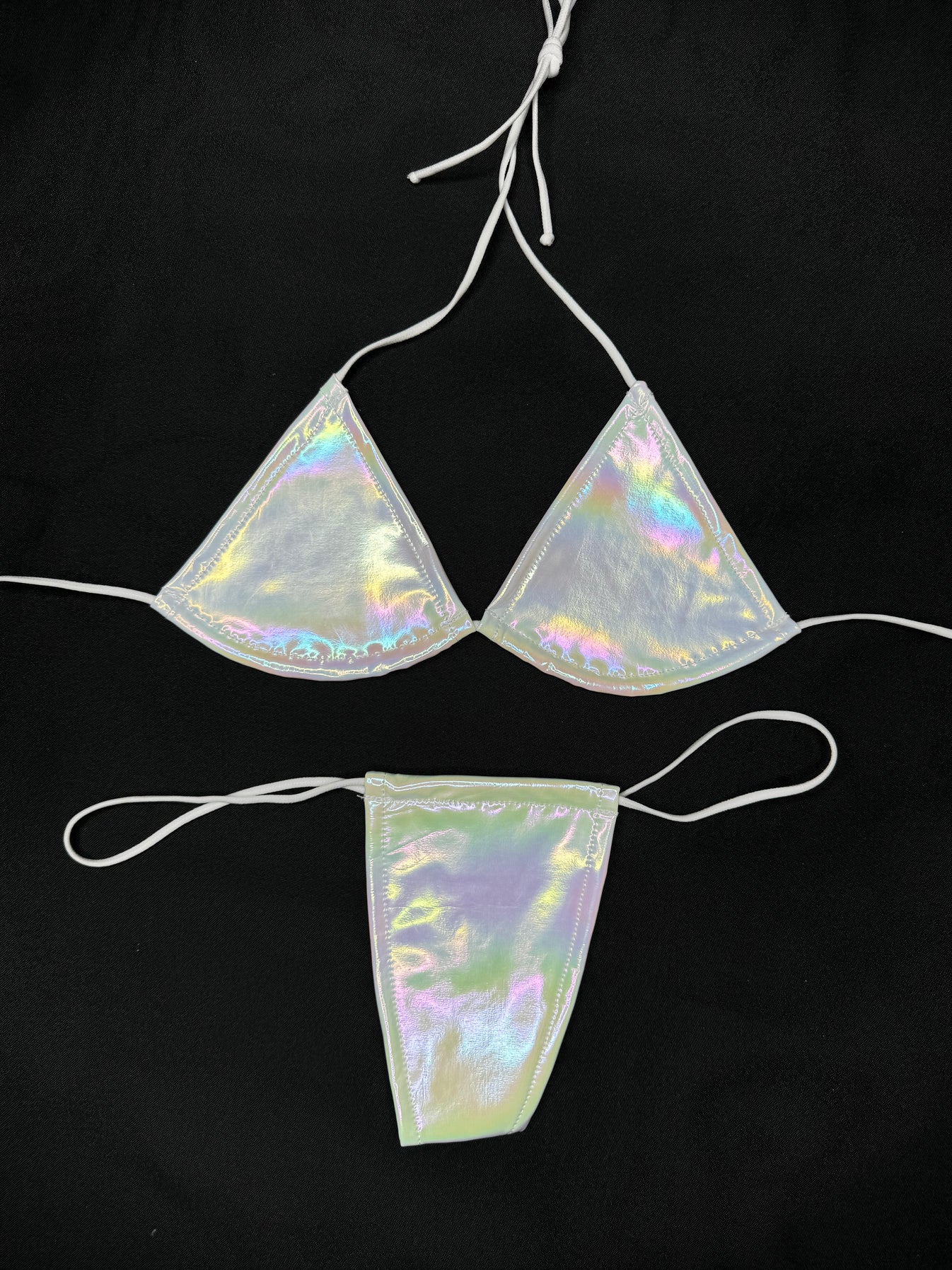 Mystic Reflective White Two-Piece Micro Bikini Lingerie Outfit ...
