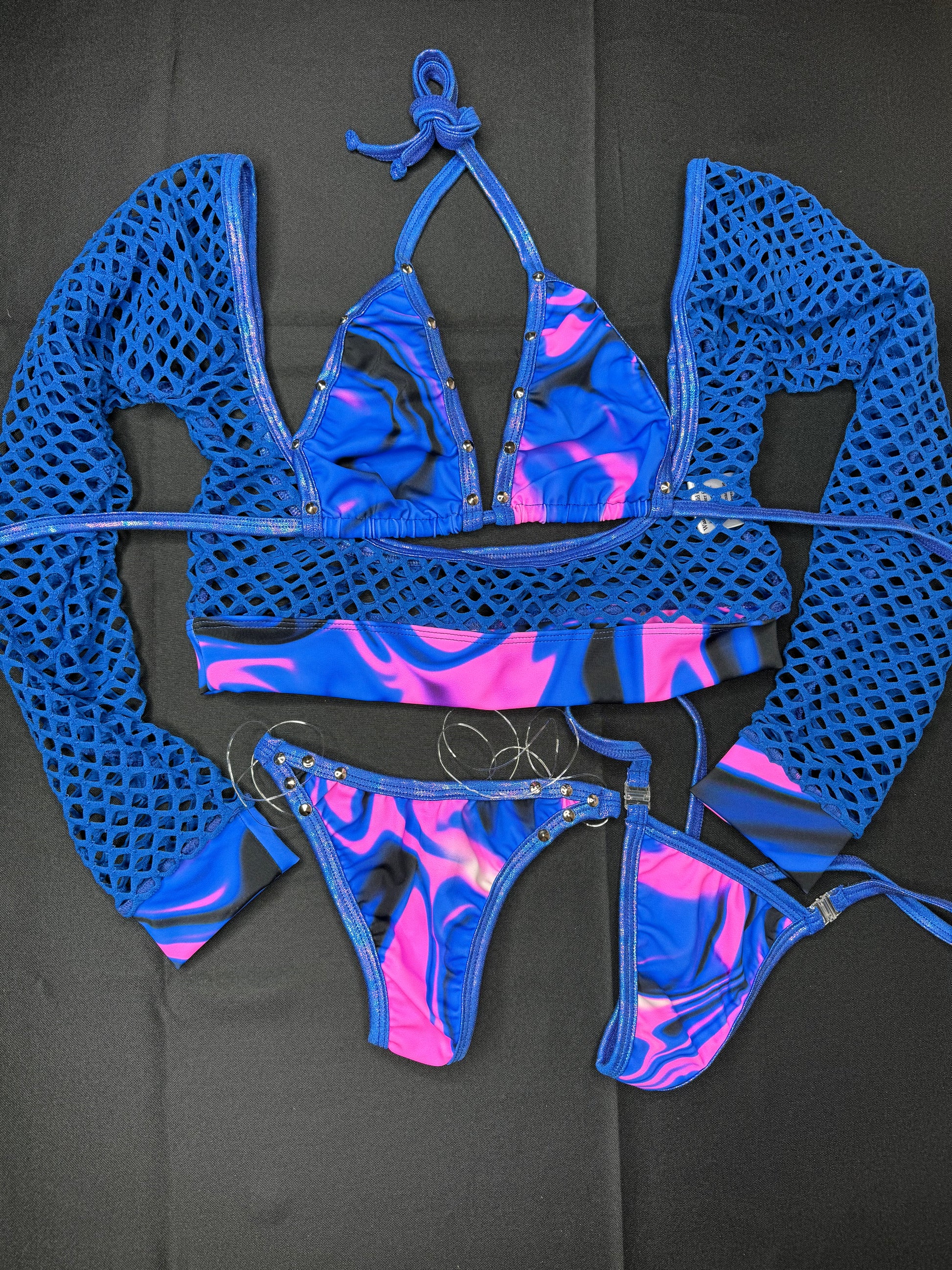 Royal Bluecosmic Purple Three Piece Stripper Outfit Lingeriebydylan