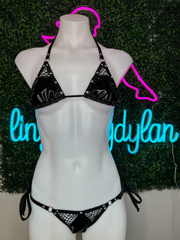 Black Latex Two Piece Stripper Outfit Lingeriebydylan