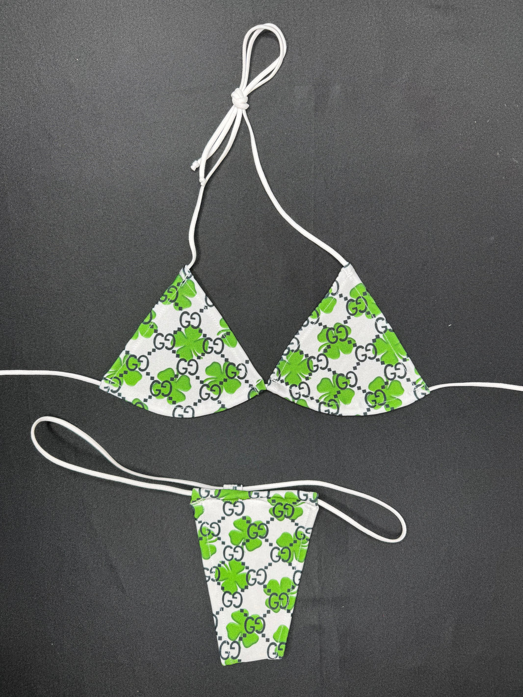 Designer Clover Two-Piece Micro Bikini Lingerie Outfit