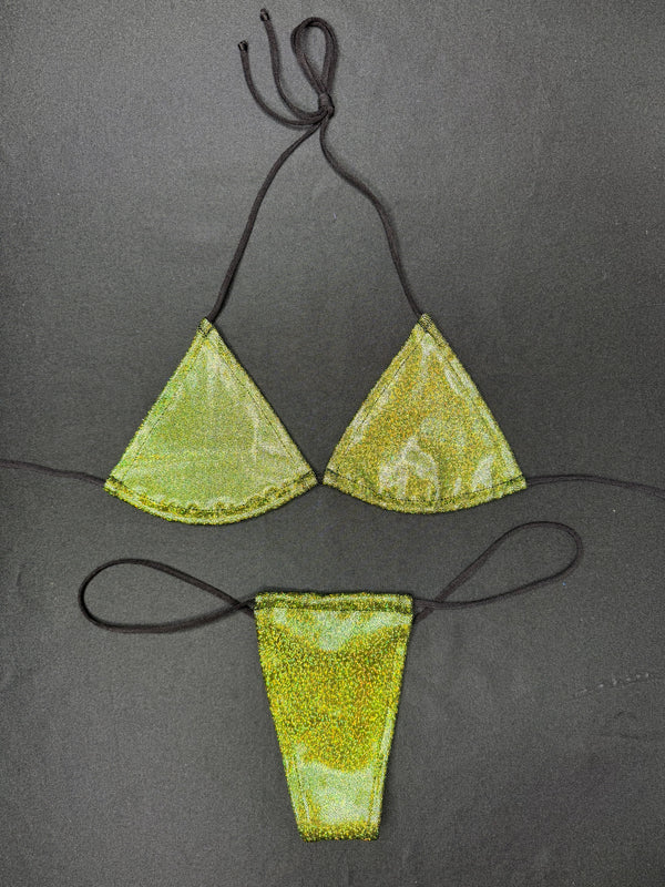 Gold Two-Piece Micro Bikini Lingerie Outfit – Lingeriebydylan