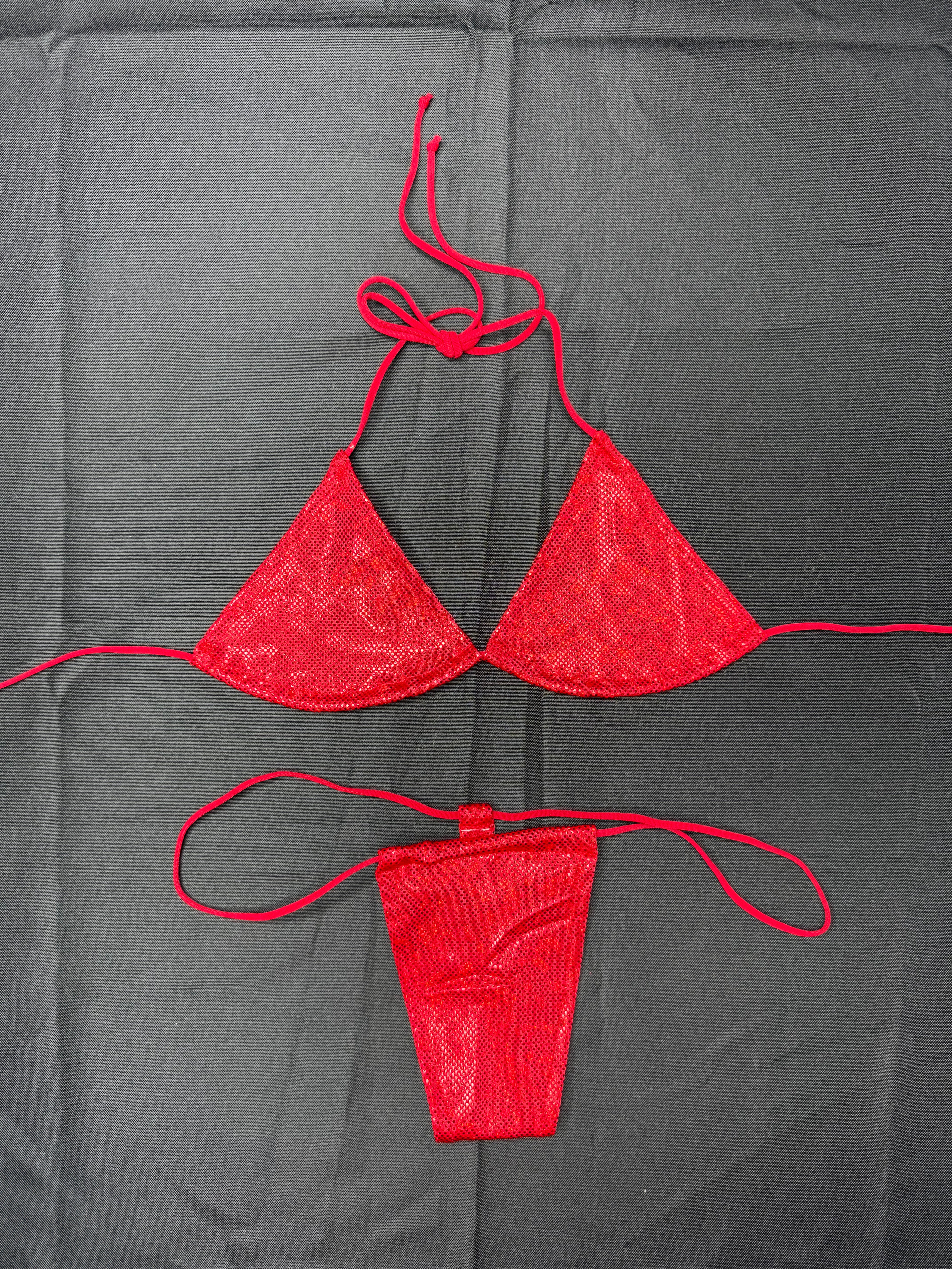 Matrix Red Spandex Two-Piece Micro Bikini Lingerie Outfit – Lingeriebydylan