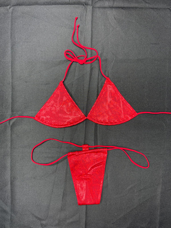 Matrix Red Spandex Two-Piece Micro Bikini Lingerie Outfit – Lingeriebydylan