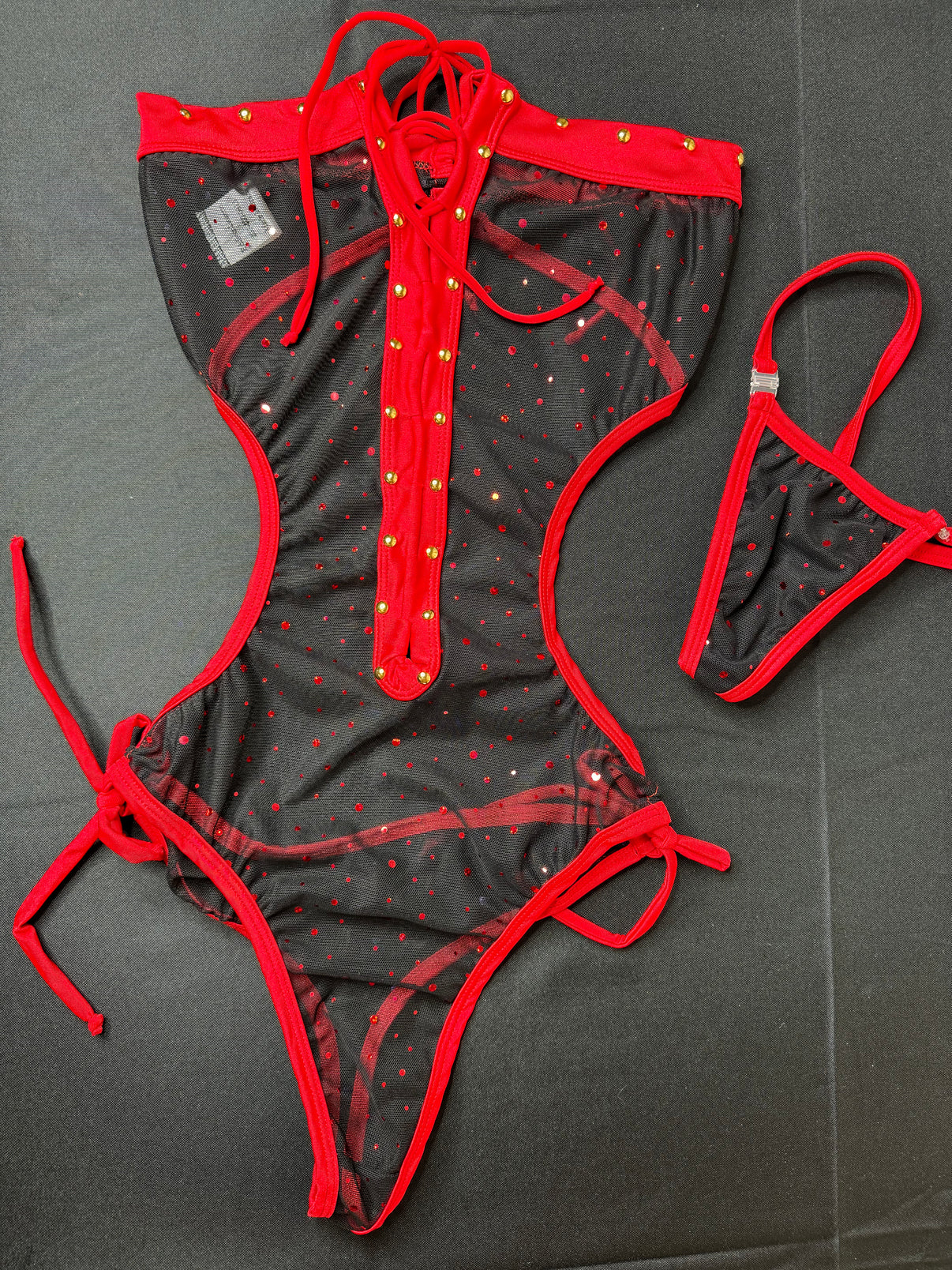 Redblack One Piece Stripper Outfit Lingeriebydylan