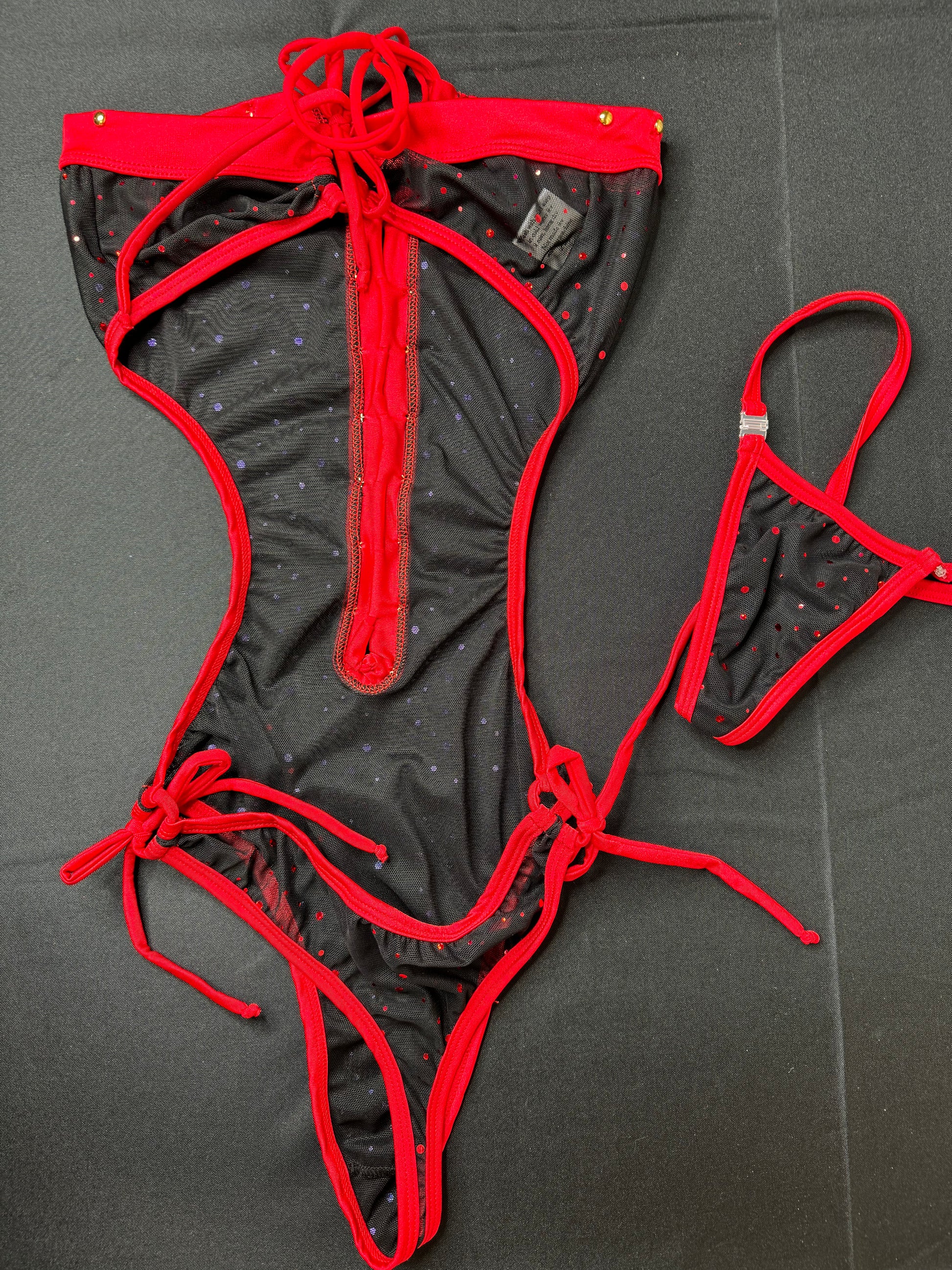 Redblack One Piece Stripper Outfit Lingeriebydylan